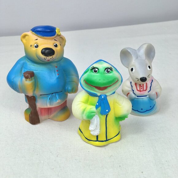 Toys | 3 Vintage Russian Soviet Ussr Style Rubber Toys Squeak Bear ...